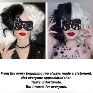 Hair | Cruella Deville Wig Costume With Future Mask Cosplay Black White Wig W Bangs | Poshmark